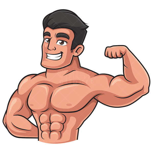 Bodybuilder Flexing Cartoon Vector Illustration - Download Image Now ...