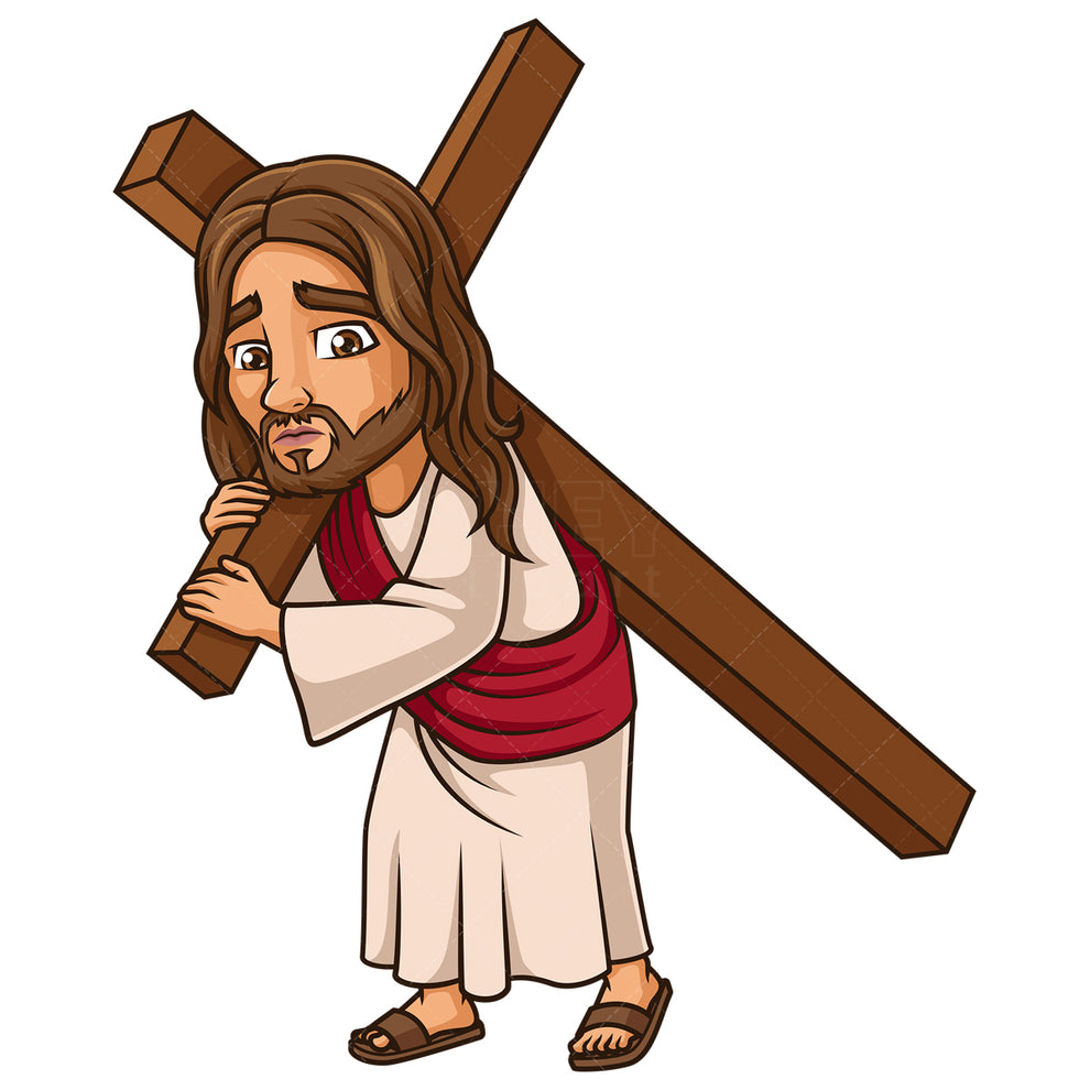 Jesus Christ Carrying The Cross Cartoon Vector Illustration - Download ...